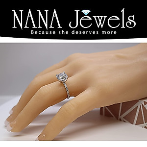 NANA Jewels Round 3.00ct Simulated Diamond Zirconia Engagement Ring Round Cut Solitaire in Silver with 7 Size