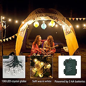 Goupfafa Battery Operated Globe String Lights, Outdoor String Lights 50.85FT 100 LED 8 Modes with Remote Timer Waterproof, Dimmable Christmas Lights Indoor Decor for Home Party Patio Garden Wedding
