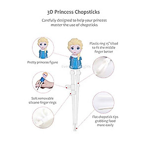 Frozen Queen Elsa Kids Children Spoon Training Chopsticks Flatware Utensil Cutlery Dinnerware Tableware Set with Case, 3 pieces