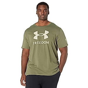 Under Armour Men's New Freedom Logo T-Shirt, Marine Od Green (390)/Desert Sand, Large