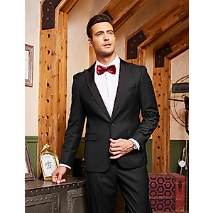 COOFANDY Men's Wedding Suits 2 Piece Tuxedo Suit Set Classic Fit Prom Suit Jacket Blazer Dress Pants Black