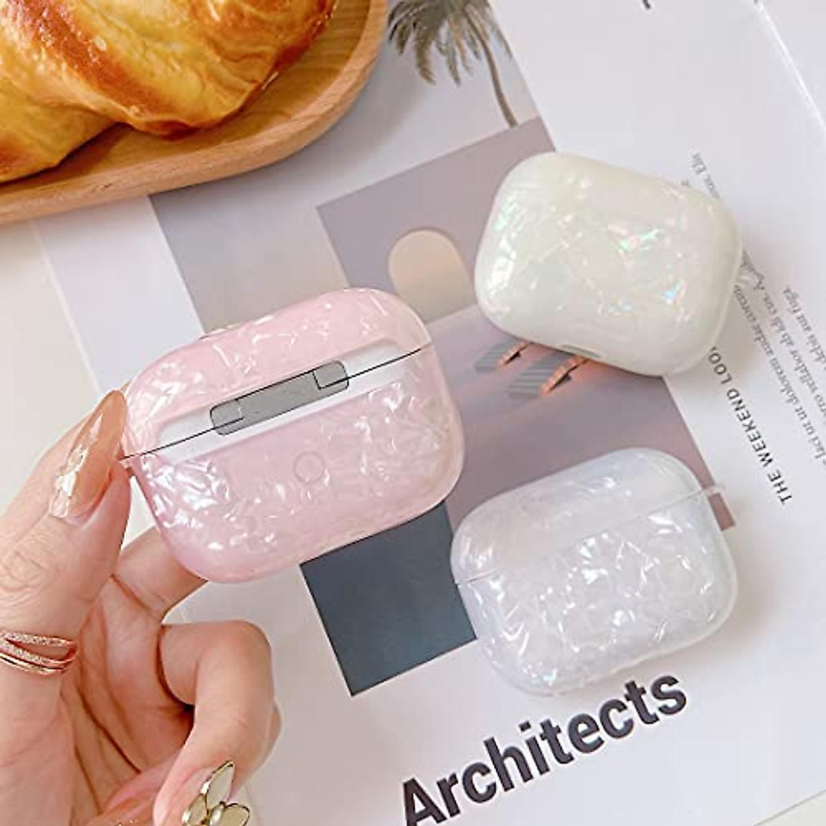 Cocomii Pearl AirPods Pro Case - Pearl Glitter - Slim - Lightweight - Glossy - Keychain Ring Shiny Sparkle Sequin Bling - Luxury Headphone Case Cover Compatible with Apple AirPods Pro (Iridescent)