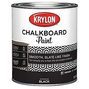 Krylon K05223000 Chalkboard Paint Special Purpose Brush-On, Black, Quart, 1 Quarts (Pack of 1)