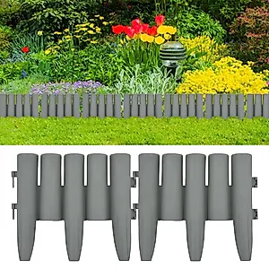 Garden Border-Decorative Flower Bed Edging for Landscaping-Stone Trim,Interlocking Outdoor Lawn Stakes，Lawn Edgings 36 pcs Gray 393.7" PP