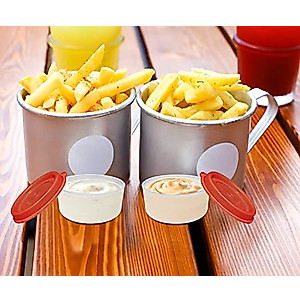 Condiment Cups container with Lids- 8 pk. 1 oz.Salad Dressing Container to go Small Food Storage Containers with Lids- Sauce Cups Leak proof Reusable Plastic BPA free for Lunch Box Picnic Travel (Red)