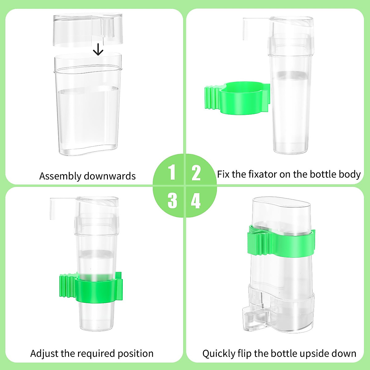 Bird Water Dispenser, Bird Cage Feeder, Parakeet Cage Accessories, 2 Pcs Automatic Bird Water Feeder for Budgies Cockatiel Lovebird Canary Finch