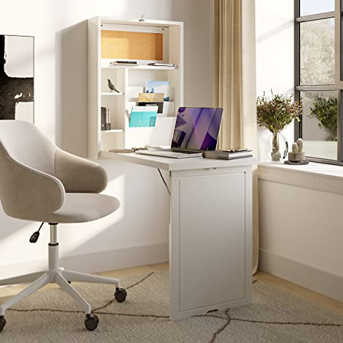 Fold-Out Convertible Desk - Antique White