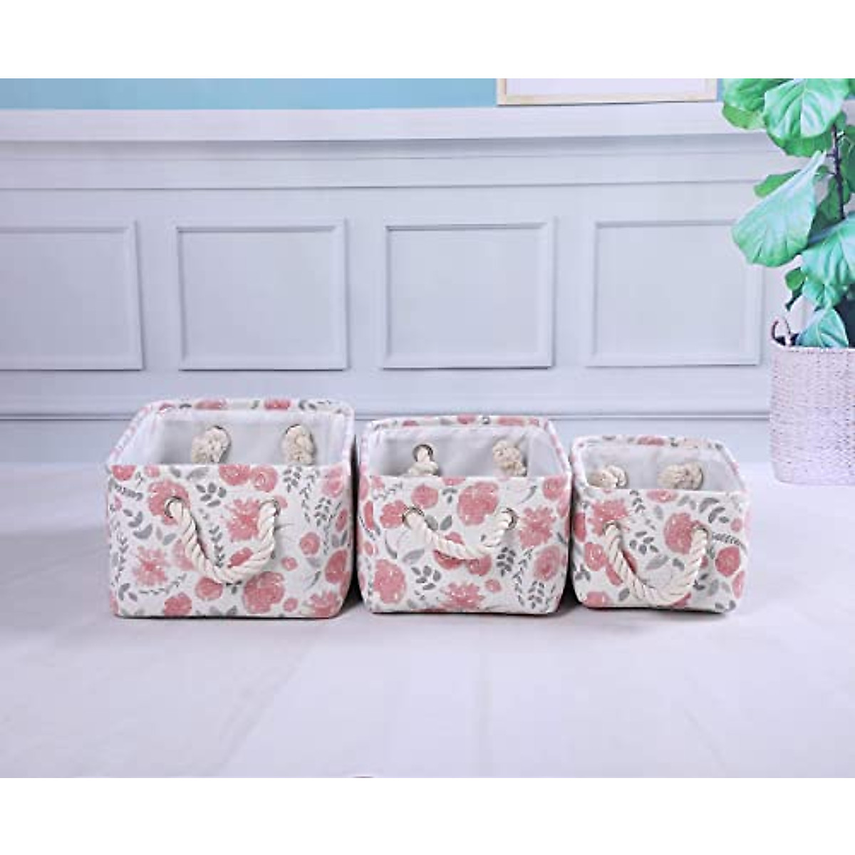 MAIZMZ Rectangular Storage Basket Collapsible Organizer Bin Thick Toy Box for Organizing Home/Dorm/Kitchen/Pet/Office/Closet/Shelf/Gift Baskets(rose)