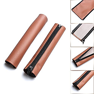 2Pcs Leather Handlebar Cover with Removable Zipper for Bugaboo Cameleon 1 2 3 Plus Pram Accessories and 2Pcs Universal Stroller Hooks for Hanging Bags and Shopping, Brown