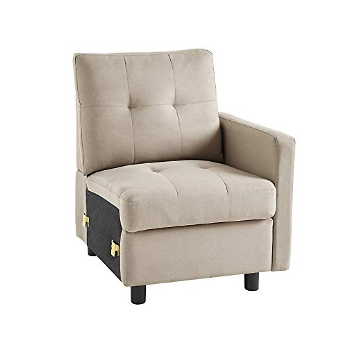 DAZONE Modular Sectional Sofa Assemble 6-Piece Modular Sectional Sofas Bundle Set Cushions, Easy to Assemble Left & Right Arm Chair, Corner Chair, Armless Chair, Ottomans Table Grey