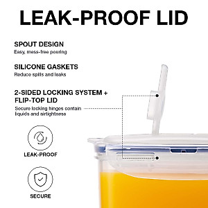 LocknLock Aqua Fridge Door Water Jug with Handle BPA Free Plastic Pitcher with Flip Top Lid Perfect for Making Teas and Juices, 2 Quarts, Clear