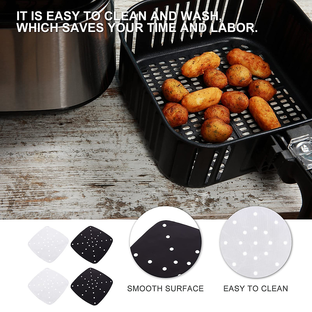 Hemoton 8 Pcs Air Fryer Pad Airfryer Air Fryers Round Steamer Liner Perforated Baking Pad Air Fryer Parchment Oven Steamer Patch Mat for Air Fryer Non-stick Mat Tray