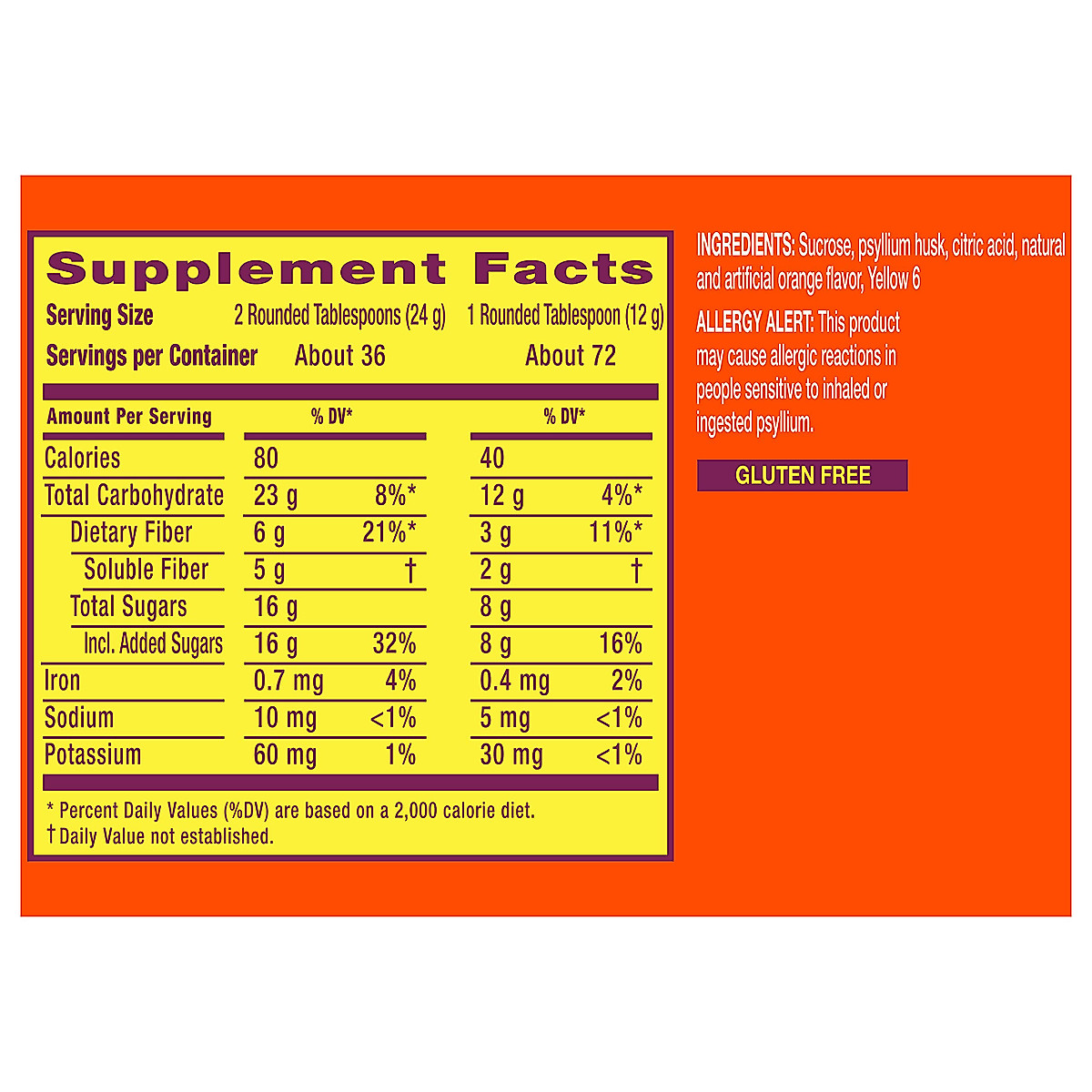 Metamucil Fiber, 4-in-1 Psyllium Fiber Supplement Powder with Real Sugar, Orange Smooth Flavored Drink, 72 Servings (Packaging May Vary), Coarse Texture, 1.9 Pound (Pack of 1)