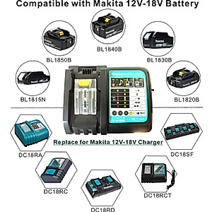 LALAFO Upgraded Replacement for Makita DC18RC 14.4V 18V LXT Lithium-ion Battery Charger, Compatible with BL1820 BL1830 BL1840 1850B BL1860, etc