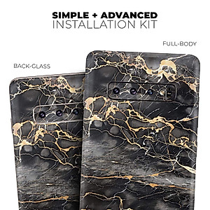 DesignSkinz Black and Gold Marble Surface Protective Vinyl Decal Wrap Skin Cover Compatible with The Samsung Galaxy S20 (Screen Trim & Back Glass Skin)