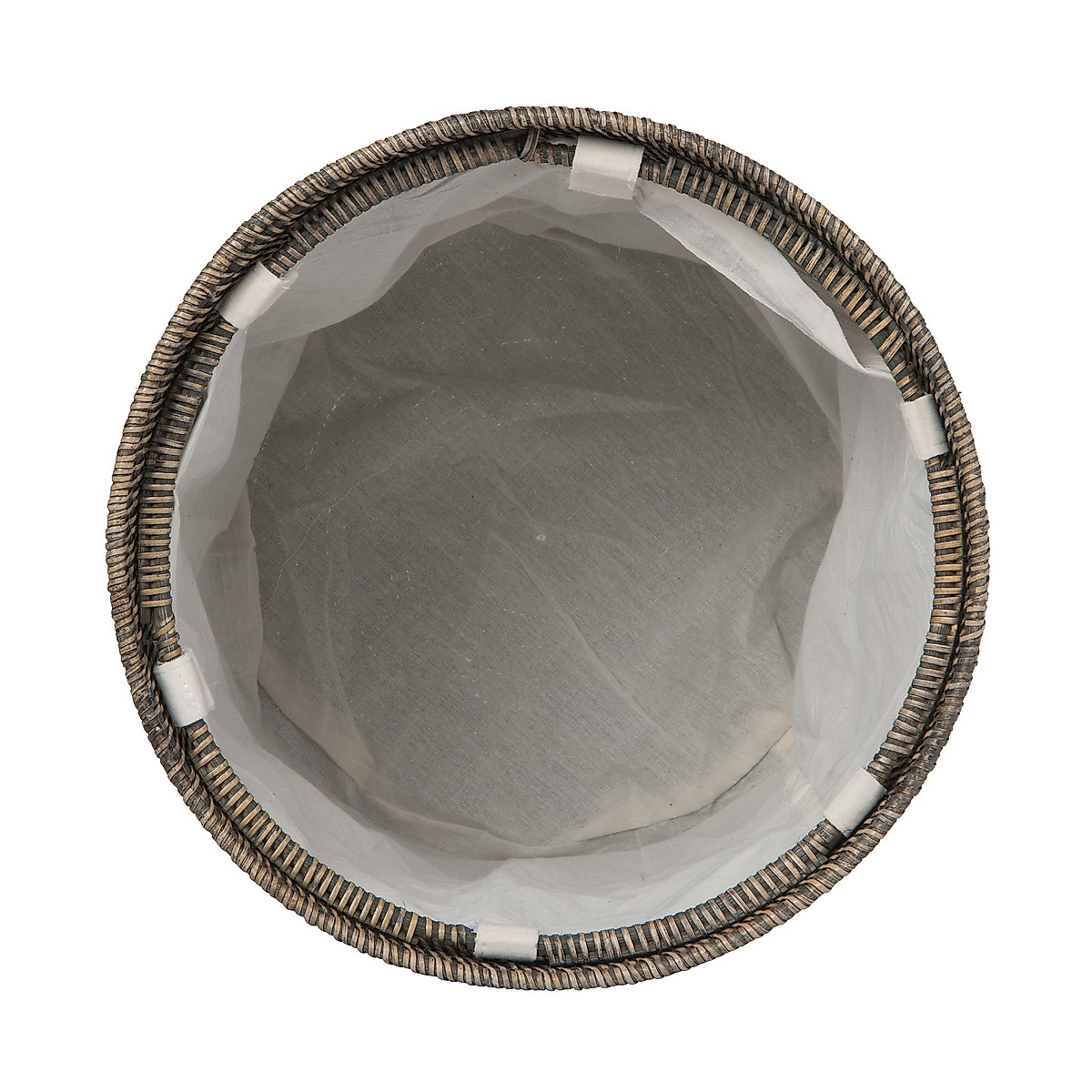 KOUBOO Round Rattan Laundry Hamper with Removable Liner and Lid - Coastal, Natural Decor Style - Small Size for Apartment Living - Stylish Addition for Your Home -18 in. height, Black-Wash