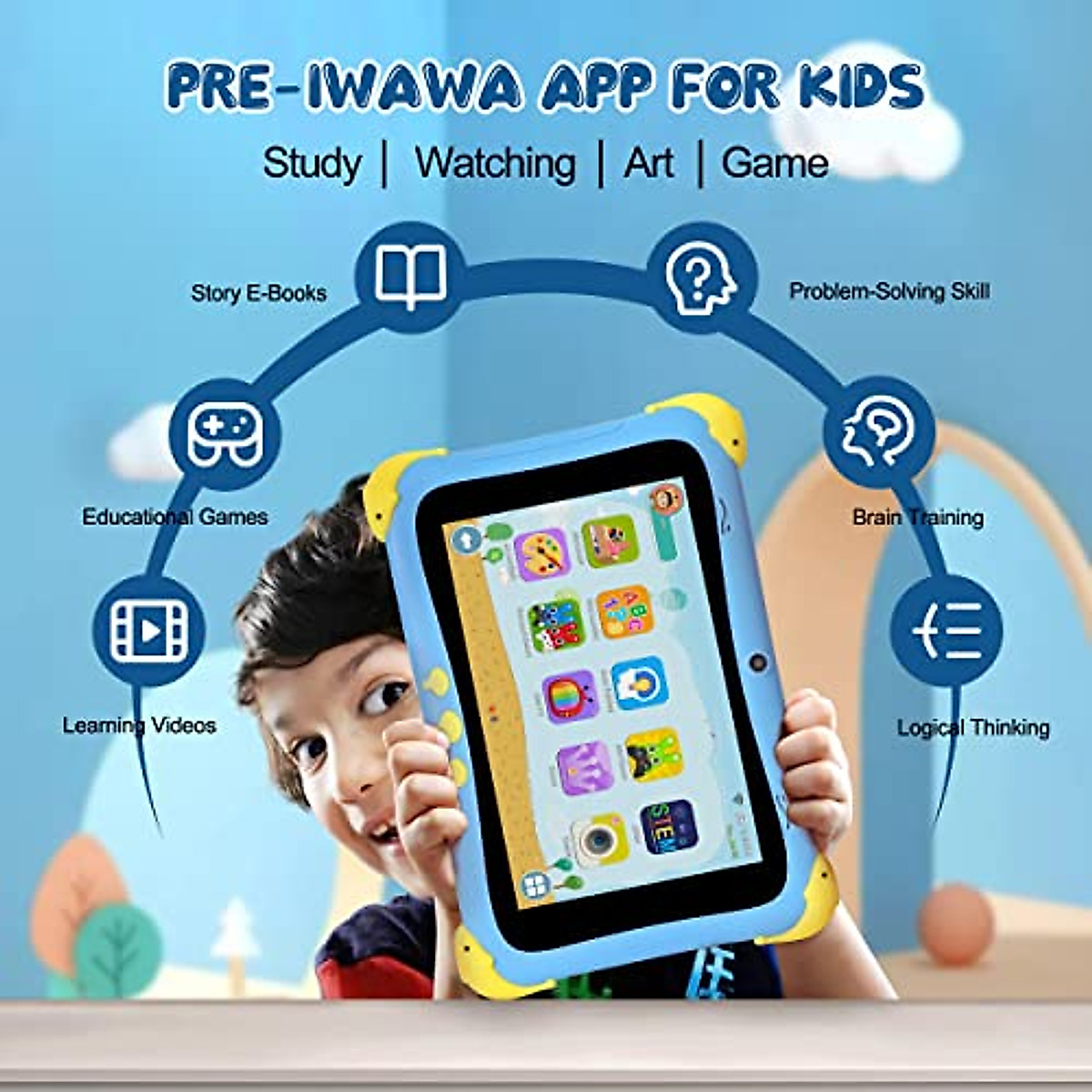 ATMPC 8 inch Tablet for Kids Android 11 Kids Tablet, 2.1GB RAM 32GB ROM, 2.4G WiFi, with Protective, Preinstalled Parental Control Children Education Toddler Tablet, GMS Certified YouTube Netflix