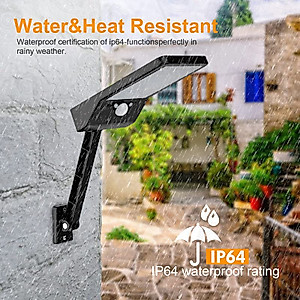 VOLBOZ Outdoor Solar Wall Light, 48 LED 800 LM Outdoor Solar Power Street Wall Lamp PIR Motion Sensor Garden Security Waterproof Remote Control Solar Light for Garage Fence Patio Porch Yard