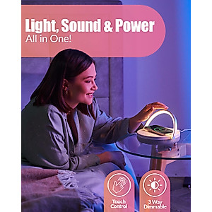 BELMAK Bedside Lamp with Wireless Charger, Phone Charging Lamps for Bedroom, Speaker Lamp Bluetooth Wireless, 6 in 1 Touch Bedside Lamp, Unique Gifts for Women, Dad, Mom, Men Birthday Gift Ideas