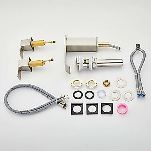 Skybathjoy Bathroom Faucet 3 Holes 8 Inch Two Handles Lavatory Vanity Sink Faucet Widespread Bathroom Sink Faucet, Waterfall Bathroom Sink Faucet with Pop up Drain&Supply Hoses