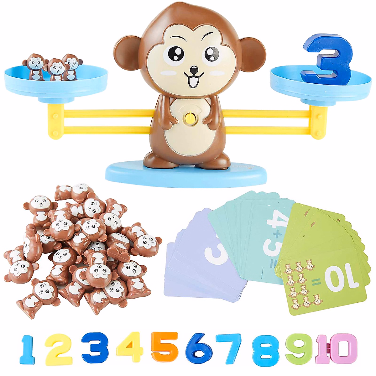 Dimple Monkey Balance Counting Educational Math Toy for Girls and Boys, STEM Toys for Ages 4 5 6 7 8 Year olds, Kindergarden Preschool Learning Numbers Toy, Kids Number Game