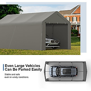 GOJOOASIS Carport 10x20 Car Ports Heavy Duty Carports Portable Garage Car Canopy Tent Outdoor Car Shelter (Grey)