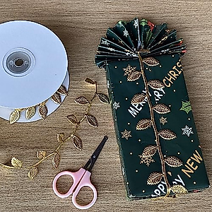 Gold Leaves Leaf Ribbon Trim Rope - 20 Yards - for Garland DIY Crafts and Party Wedding Home Decorations (Gold)