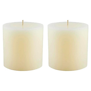 Mister Candle Non Scented Pillar Candle, Unscented 4 x 4 Inch Candles (Set of 2) Hand Poured Ivory Unscented Candles for Home Decor, Premium Wax, Smokeless & Dripless, 80 Hour Burn Time