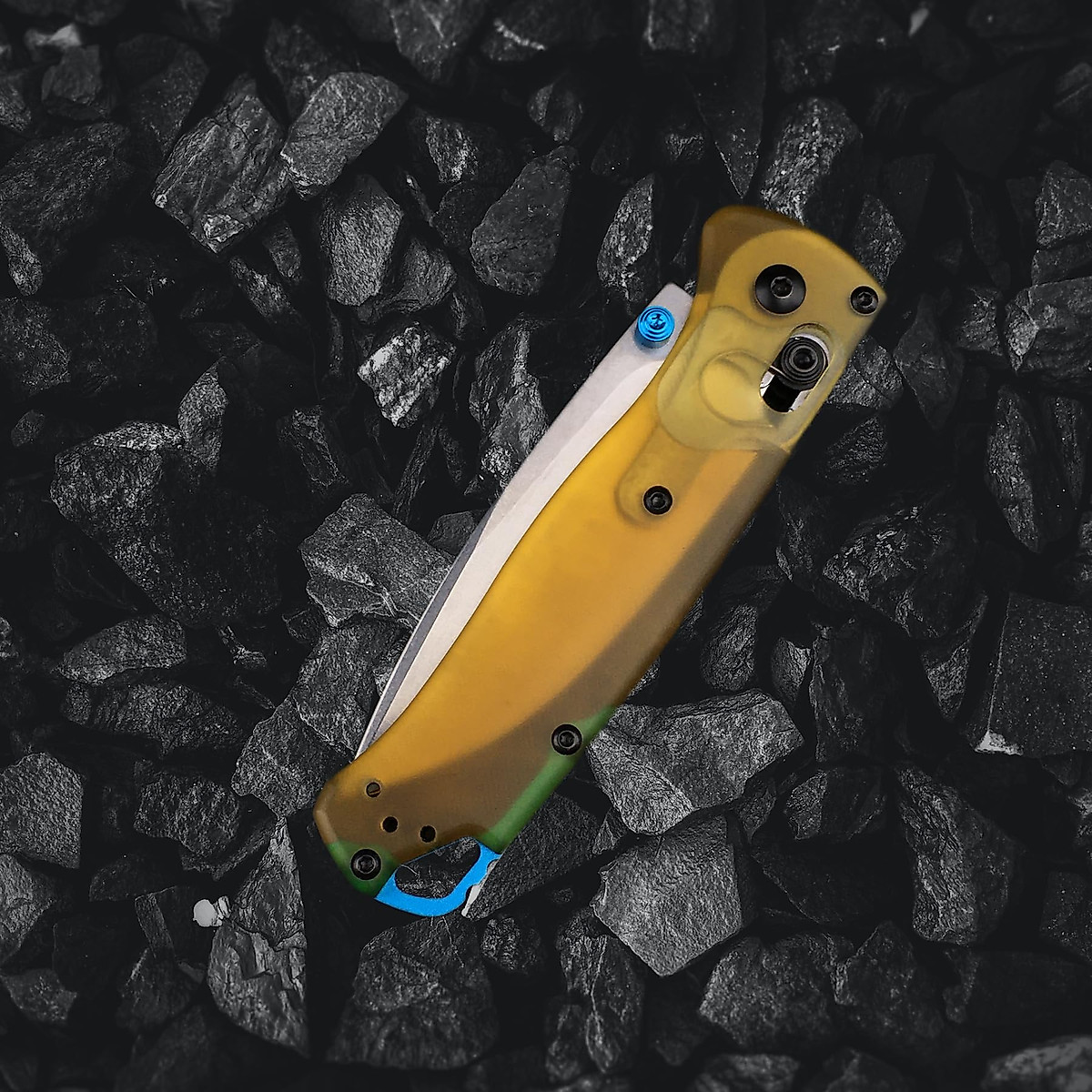 HUAAO EDC Bugout Knife, Axis Lock Knife with 2.9 Inch 440C Steel Blade Ultem Handle, Camping Folding Pocket Knife with Thumb Stud Pocketclip