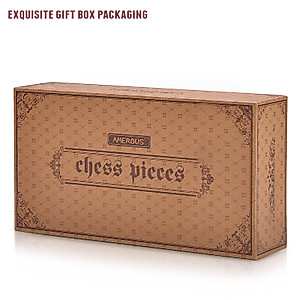 AMEROUS Wooden Chess Pieces Only with 2 Extra Queens / 3.0 Inch King/Storage Bag/Chess Instructions/Chessmen for Chess Borad/Replacement of Missing Pieces (NO Board)