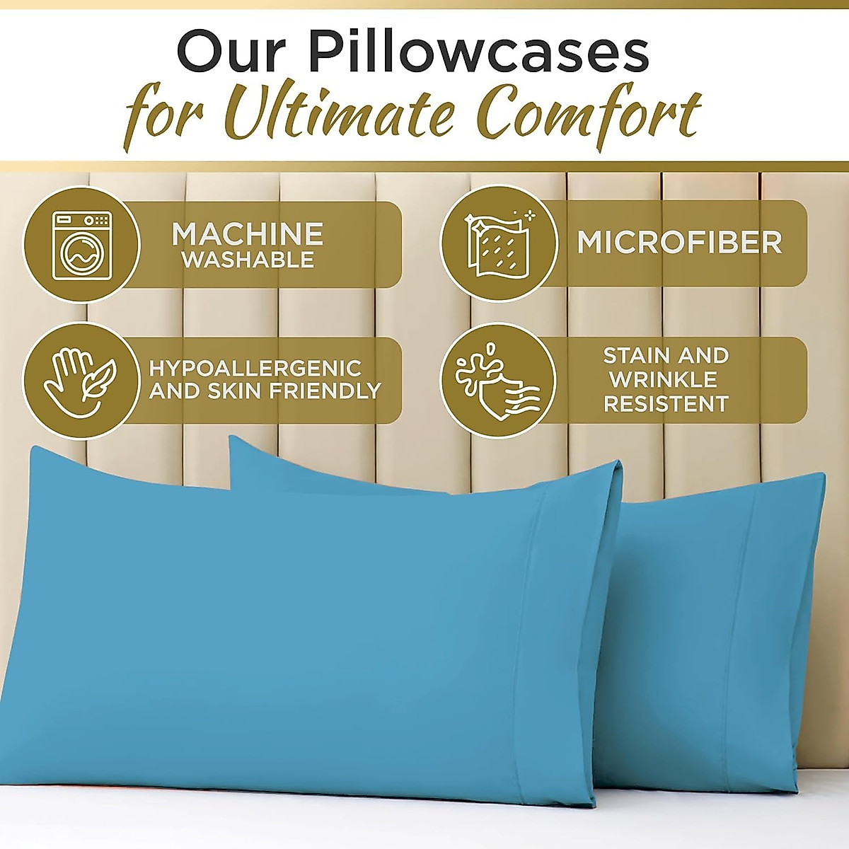 Full XL 100% Microfiber Double Brushed Sheet Set - Extra-Soft, Breathable & Wrinkle-Free - 15" Deep Pockets, 54" x 80" - Ideal for Extra Long Full Beds - 4PC Set (Full XL, Light Blue)