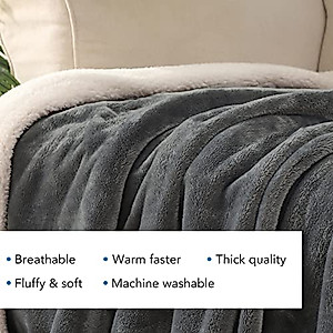 LuxenrelaX Sherpa Fleece Blanket for Couch, Warm Thick Reversible Blanket with 2 Layer, Double-Sided Super Soft Blanket for Bed (Light Grey, 50" x 60")