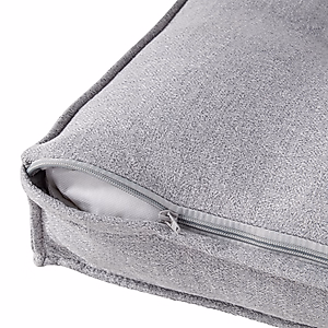 Happy Hounds Milo Square Tufted Pillow Dog Bed, Cement, Small (24" x 24"), 24.0" L x 24.0" W x 5.0" Th