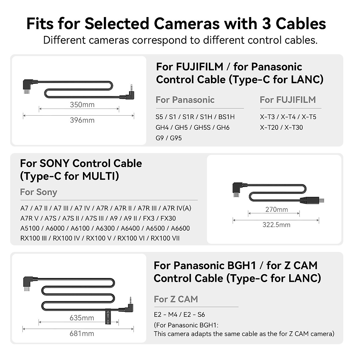 SmallRig Threaded Side Handle with Record Start/Stop Remote Trigger with 3 Control Cable for Sony Cameras, for Panasonic Cameras, for Fujifilm Cameras, for Z CAM Cameras 3323