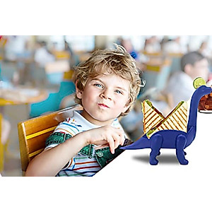 Vezna Home Goods Dinosaur Taco Holder Kids Taco Stand, Holds 2 Shells for Fun Taco Tuesday Party, Blue Jurassic Brontosaurus Dino Plate
