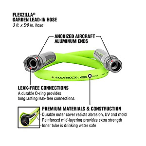 Flexzilla Garden Lead-In Hose 5/8 in. x 5 ft., Heavy Duty, Lightweight, Drinking Water Safe, ZillaGreen - HFZG505YW-E