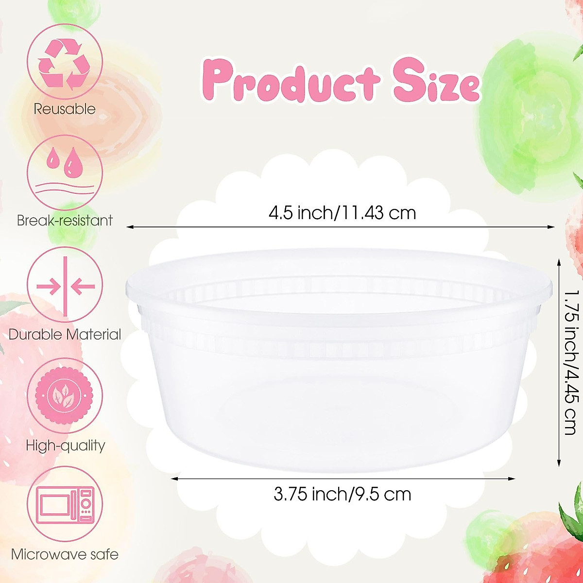 100 Pcs 8 oz Deli Containers with Lids Food Storage Containers, Plastic Containers with Lids Snack Containers Freezer Containers for Food Soup Yogurt Ice Cream Juice