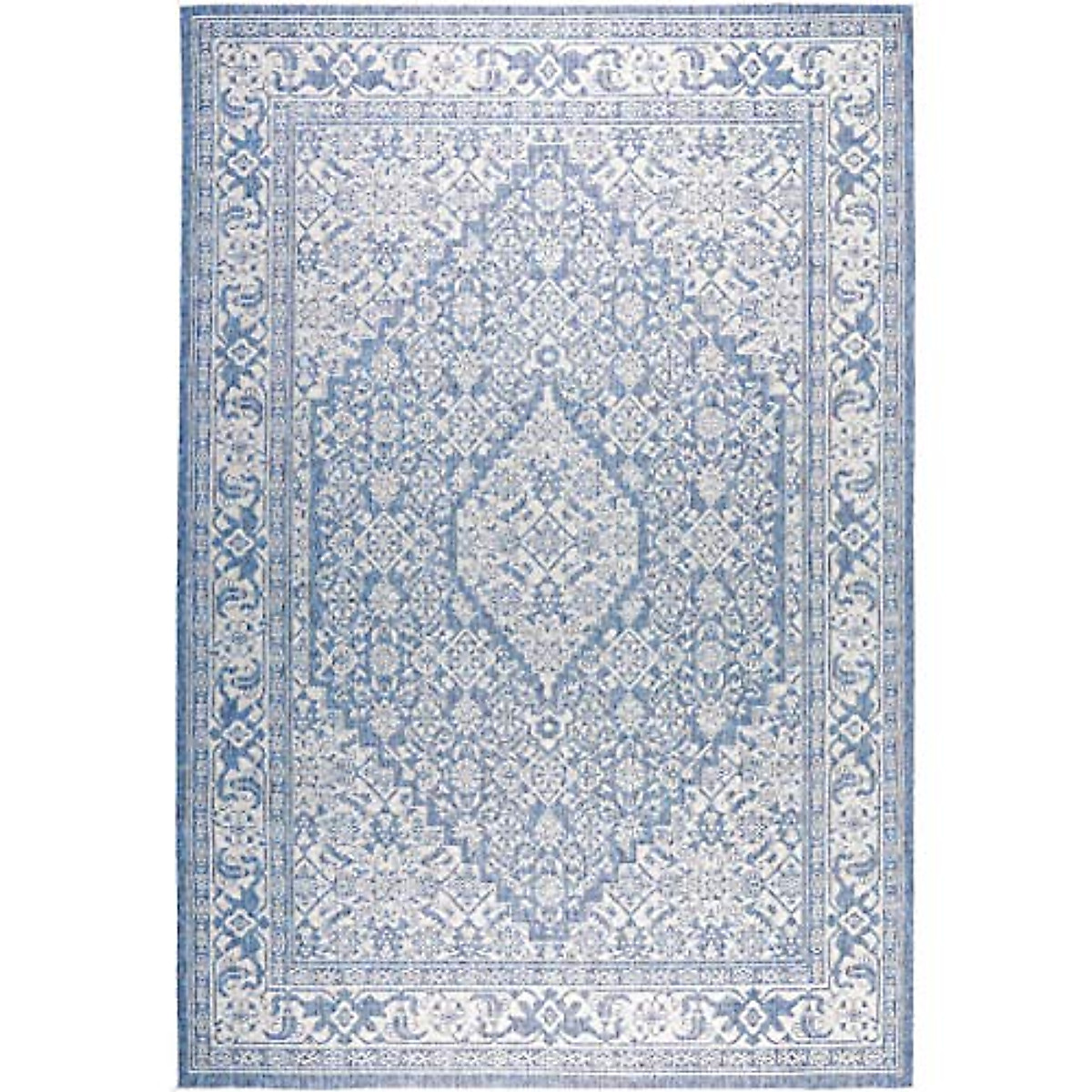 Nicole Miller New York Patio Country Dahlia Transitional Medallion Indoor/Outdoor Area Rug, 7'9" x 10'2", Blue/Grey
