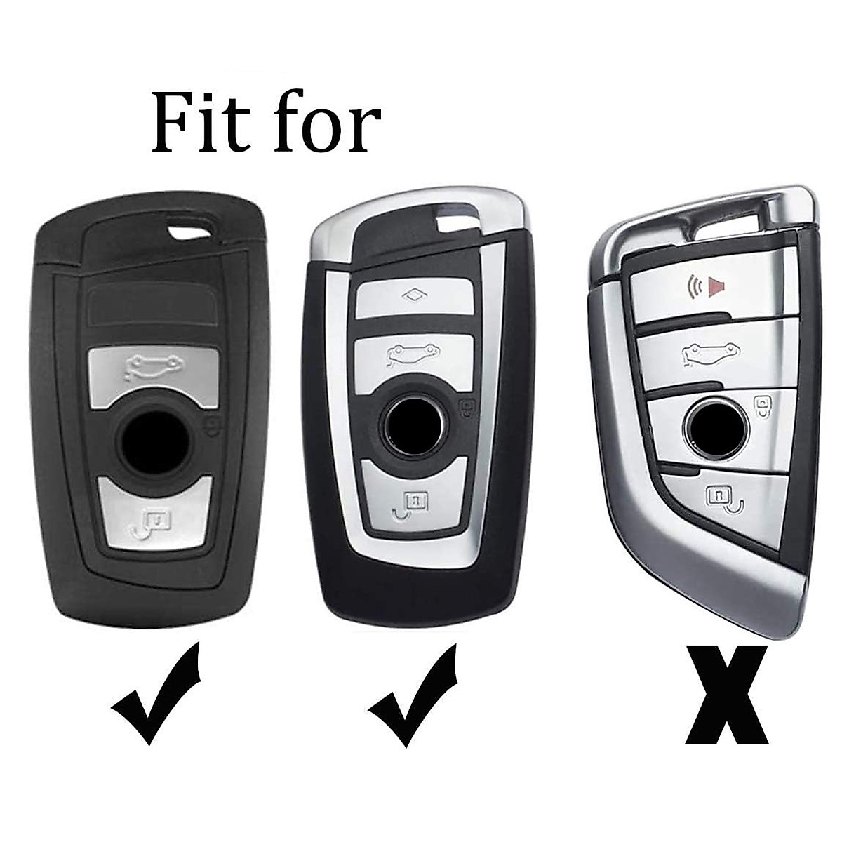 ontto for BMW Key fob Cover with Keychain Metal Zinc Alloy Keycase Leather Key Skin Fit for BMW 1 3 4 5 6 Series Red(1keycover&1keychain)