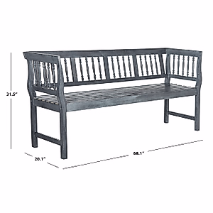 Safavieh PAT6732B Outdoor Collection Brentwood Bench, Ash Grey