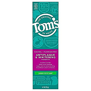 Tom's of Maine Antiplaque Plus Whitening Gel, Spearmint 4.7 oz (Pack of 3)3