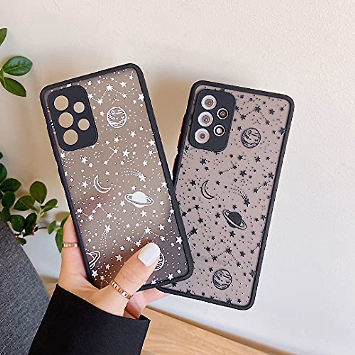 ZTOFERA Compatible with Samsung Galaxy A32 5G, Planet Sky Star Pattern Protective Phone Case Translucent Frosted Hard PC Back Case Shockproof Silicone Bumper Cover for Galaxy A32 5G, White Sky