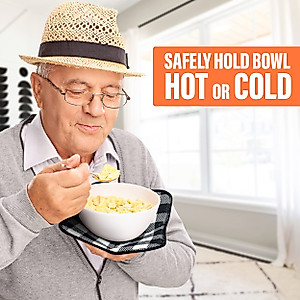 RS Collections 4 Pieces Microwave Bowl or Pot Holders Microwave bowl holder set to keep food warm Heat Resistant Potholder Protector Large Hot Pads Microwave Plate Holder (Black & White Plaid)