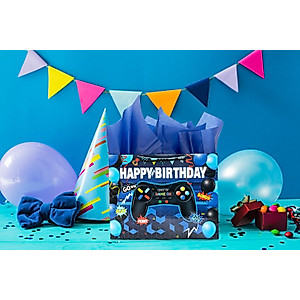 Ranfashiong 13" Large Baby Boy Gift Bag with Tissue Paper and Card for Kids Birthday Party Supplies (Game Handle 1PCS)