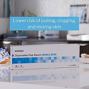 McKesson Disposable Razors [24 Count] Prep Shaving Razor, Single Blade Double Edge, Stainless Steel Blade, For Men and Women, Bulk, Blue