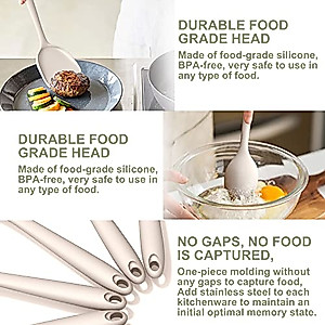 Silicone Kitchen Cooking Utensil Set, Fungun 25 Pcs Kitchen Utensils with Spatula, Spoon, Turner Tongs, Khaki Heat Resistant Kitchen Gadgets Tools Set for Nonstick Cookware (Dishwasher, BPA Free)