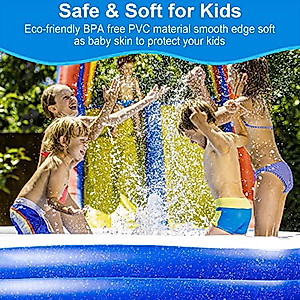 Inflatable Pool Kiddie Pool, 102" x 67" x 21" Family Swim Center Rectangular Swimming Pools for Kids, Adults, Babies, Toddlers, Outdoor, Backyard, Garden, Summer Pool Party