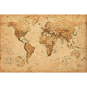 World Map (Antique) Art  24x36 Poster