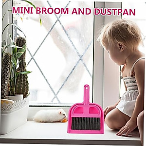Cabilock 1 Set Pet Cleaning Tool Push Broom Dog Wipes Portable Cleaning Brush Toys Spray Squeegee Mini Cleaning Broom and Dustpan Mini Broom Pet Nest Broom Lint Remover Starter Plastic Rosy