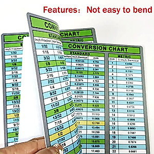 3 Pack Fraction and Decimal to Metric Conversion Chart Card Decal 5.5 x 8.5Inch Waterproof Vinyl Easy to Read Decal Inches and Millimeters Conversion Chart Card for Toolbox Sticker Engineers